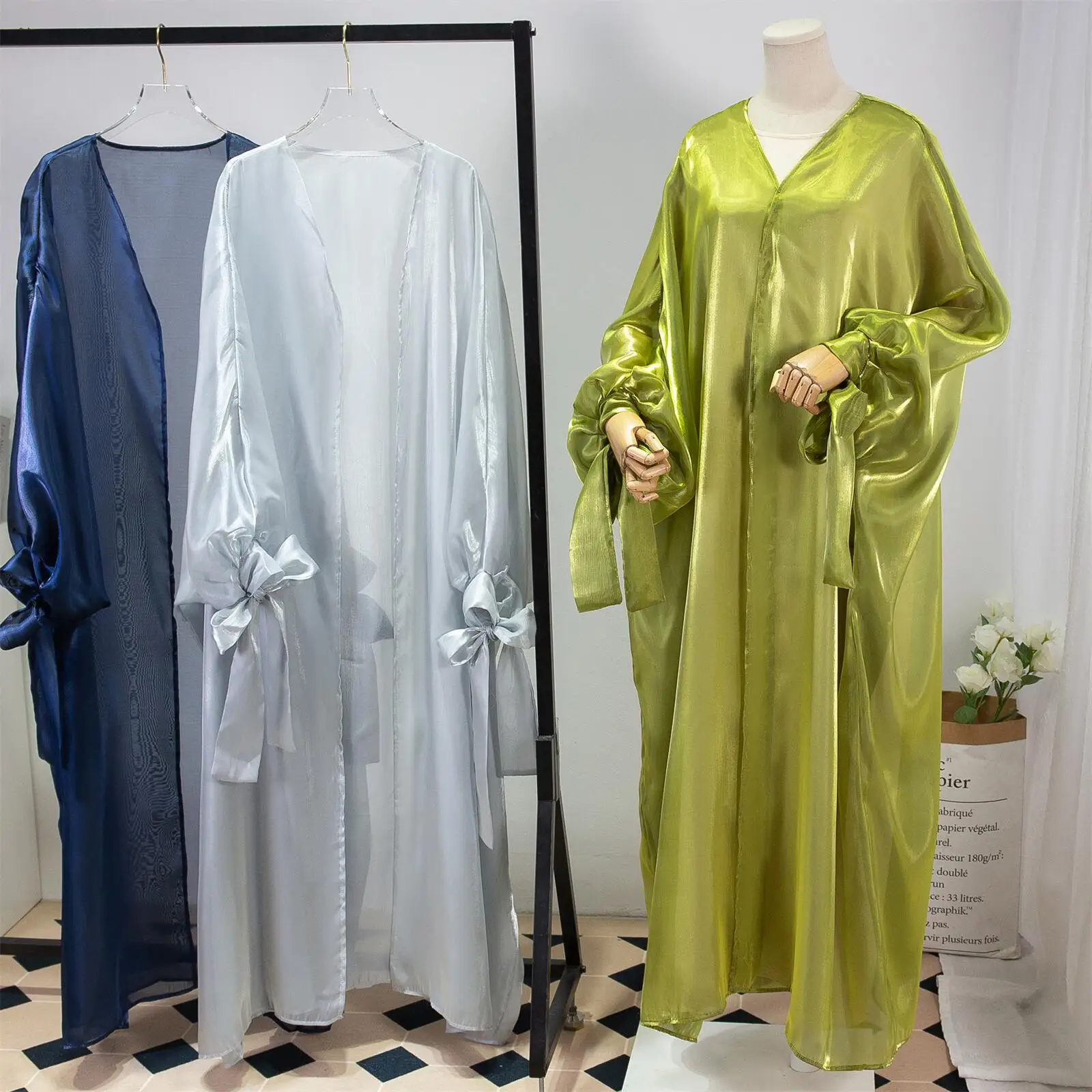 Muslim-Out-Abaya-Kaftans-Women-Jilbabs-Smocking-Sleeve-Lace-Up-Prayer ...
