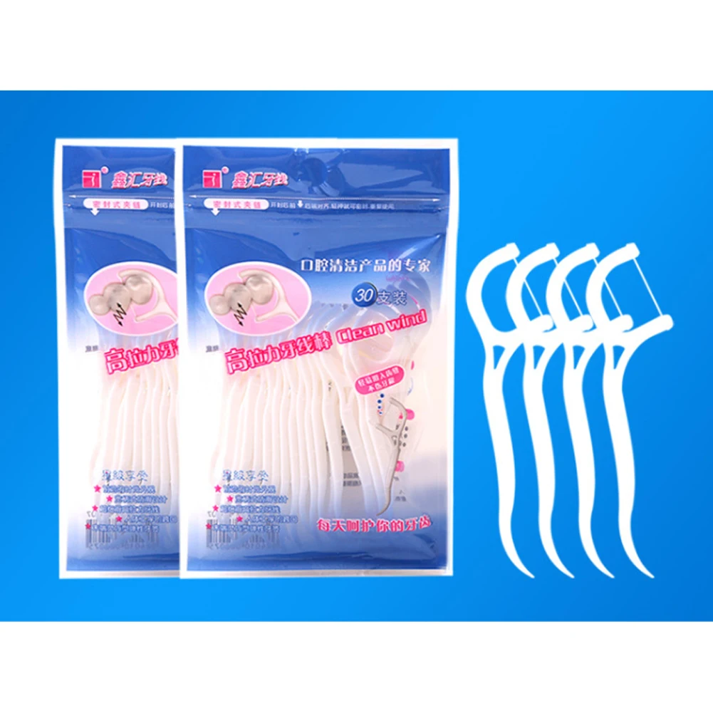 60-30Pcs-Dental-Floss-Flosser-Picks-Toothpick-Teeth-Stick-Tooth ...