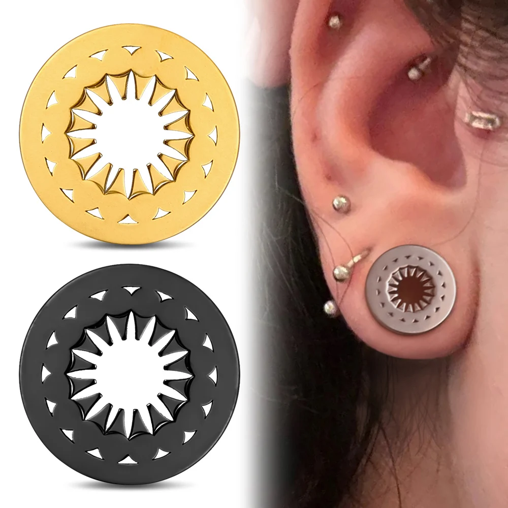 Giga-2PCS-316-Stainless-Steel-shaped-Gear-Tunnels-Expander-Earrings ...