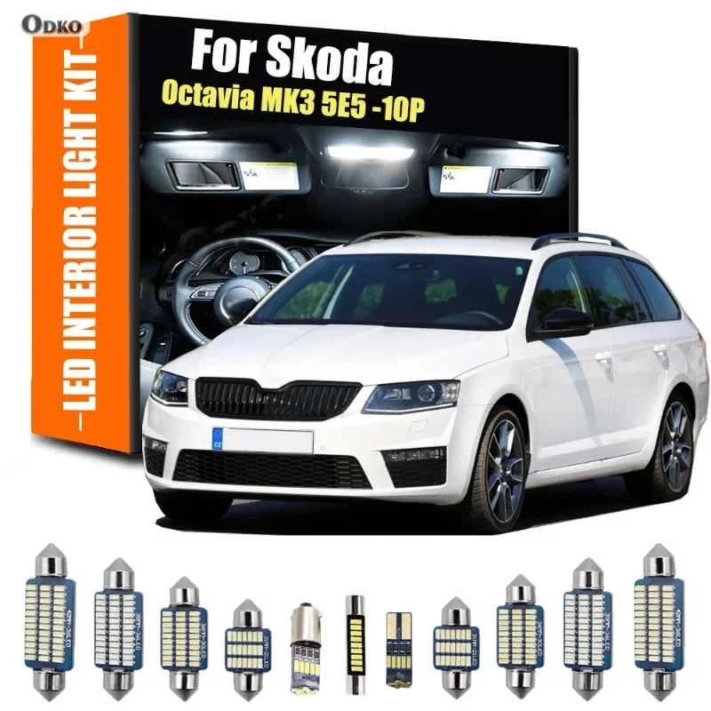 For Skoda Octavia MK3 5E5 10Pcs Canbus LED Bulb Car Interior Light Kit ...