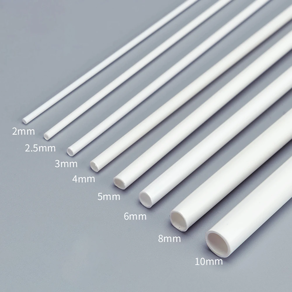 1-20pcs Length 25cm(250mm) White ABS Round Hollow Pipe Tube 2mm 3mm 4mm 5mm 6mm 8mm Plastic Hard ...