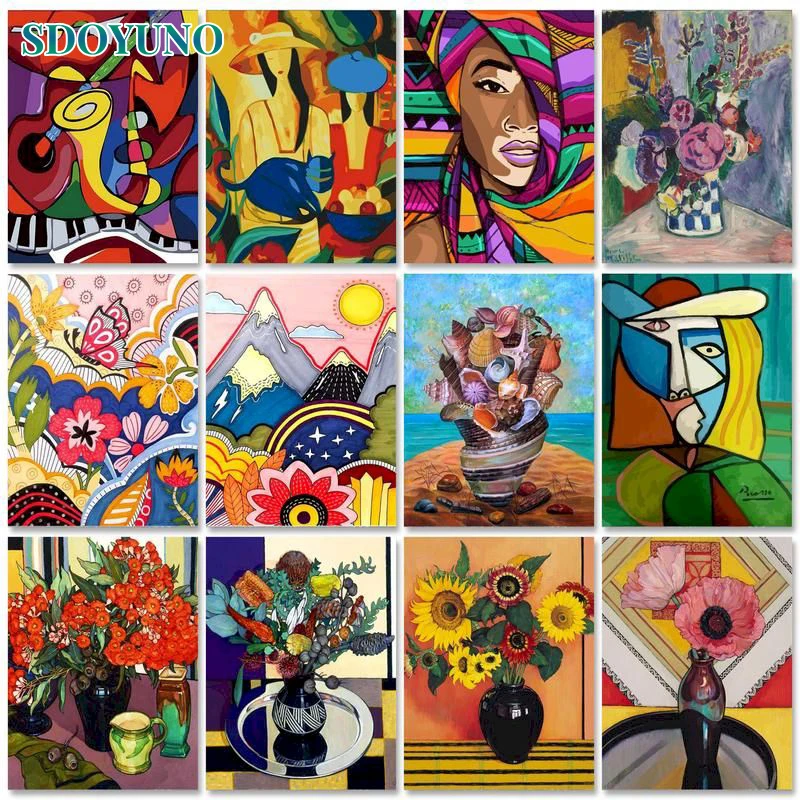 SDOYUNO Abstract Paint by numbers On canvas Decorative paintings ...