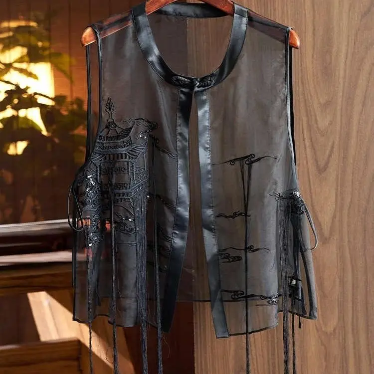 Vintage-Vests-Women-Sheer-Chinese-Style-Black-Summer-All-match-Mom ...
