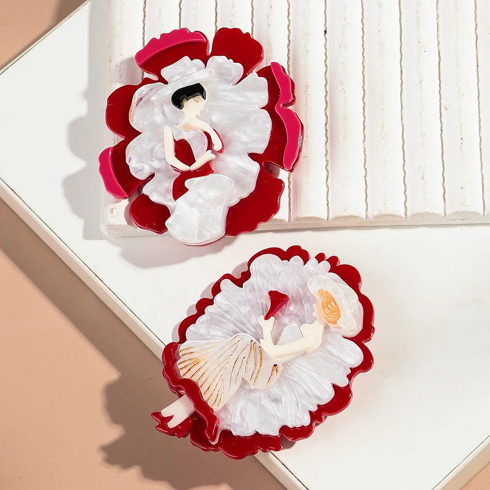 New-Acrylic-Big-Red-Flower-Lady-Brooches-for-Women-Elegant-Bride-Girl ...