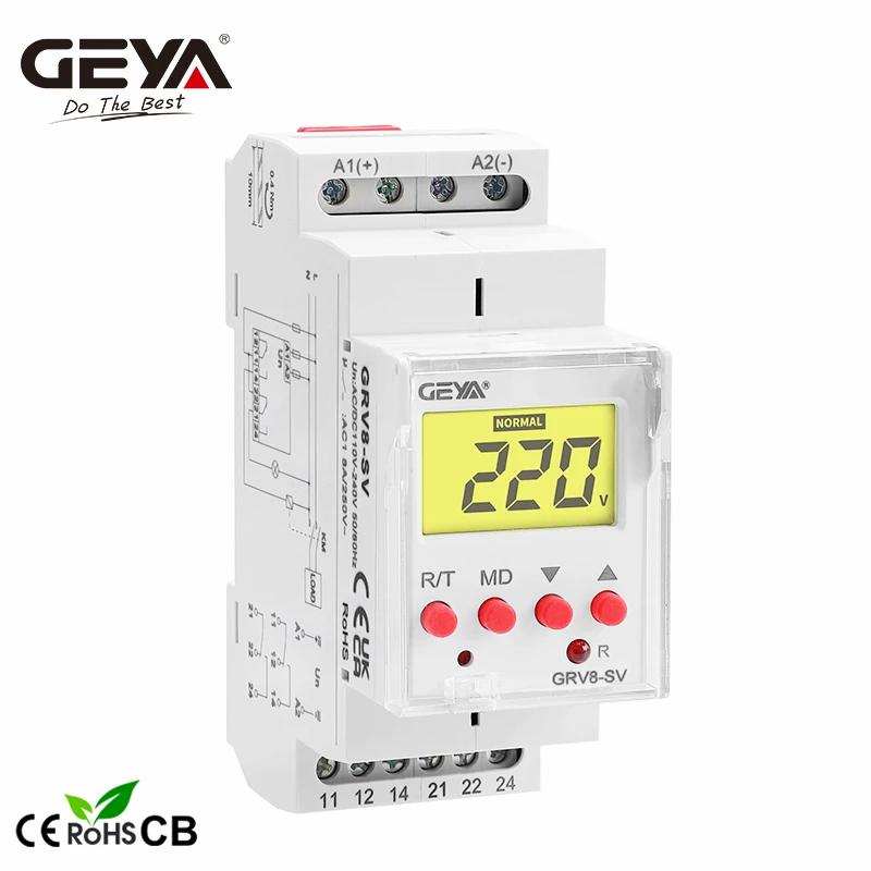 GEYA-GRV8-SV-Single-Phase-LCD-Digital-Display-Voltage-Relay-8A-2SPDT ...