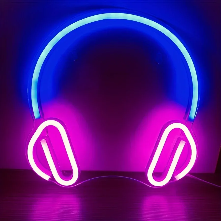 Headset-Neon-Sign-for-Wall-Decor-Led-Light-Sign-USB-Powered-Music ...
