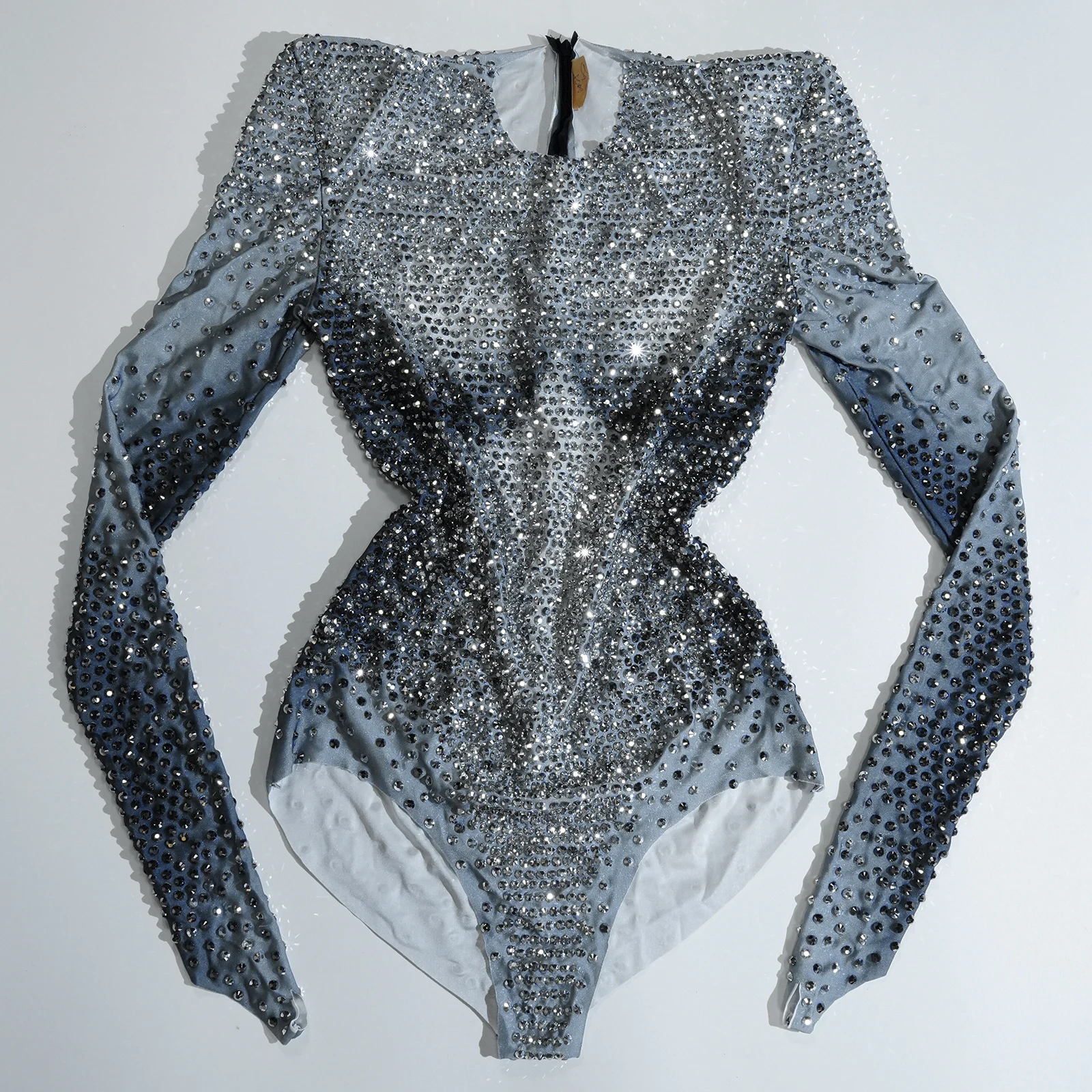 Sparkly Luxurious Grey Rhinestones Leotard Group Bodysuit Party ...
