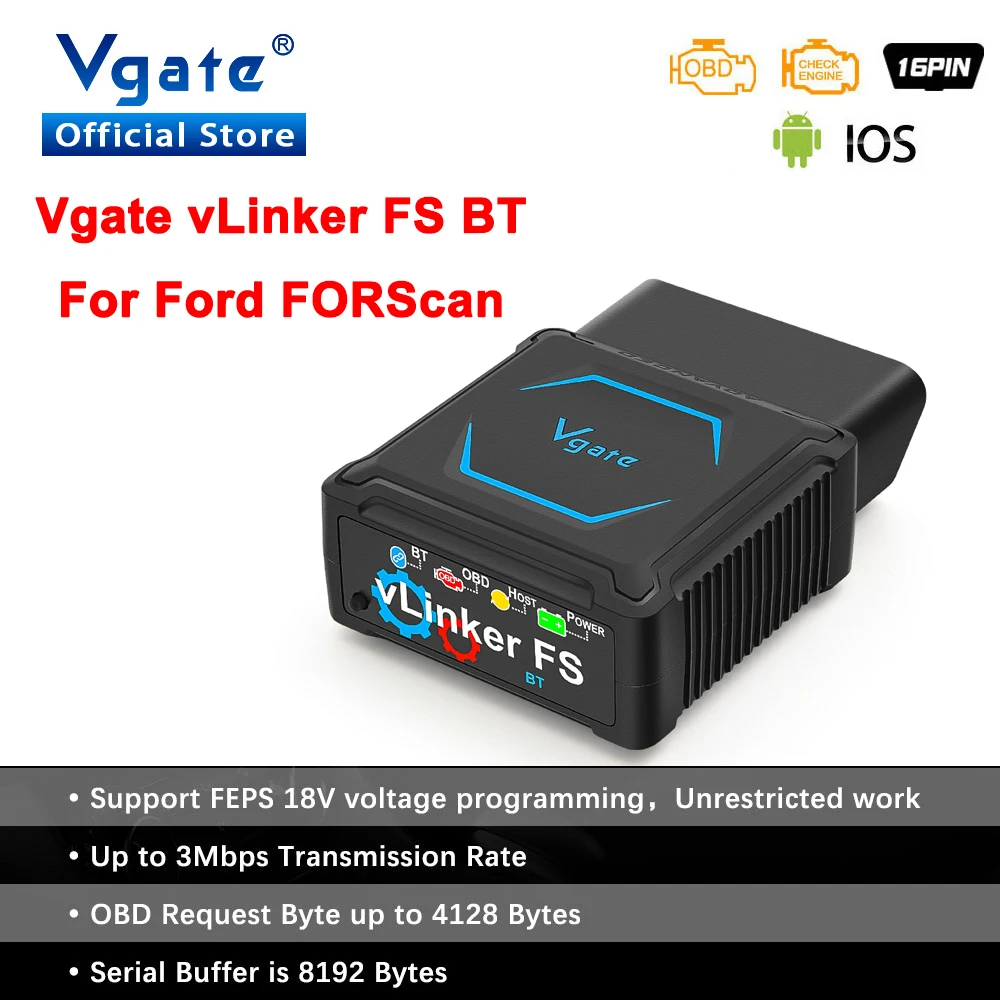 Vgate vLinker FS ELM327 Bluetooth for Android/IOS For Ford FORScan HS ...
