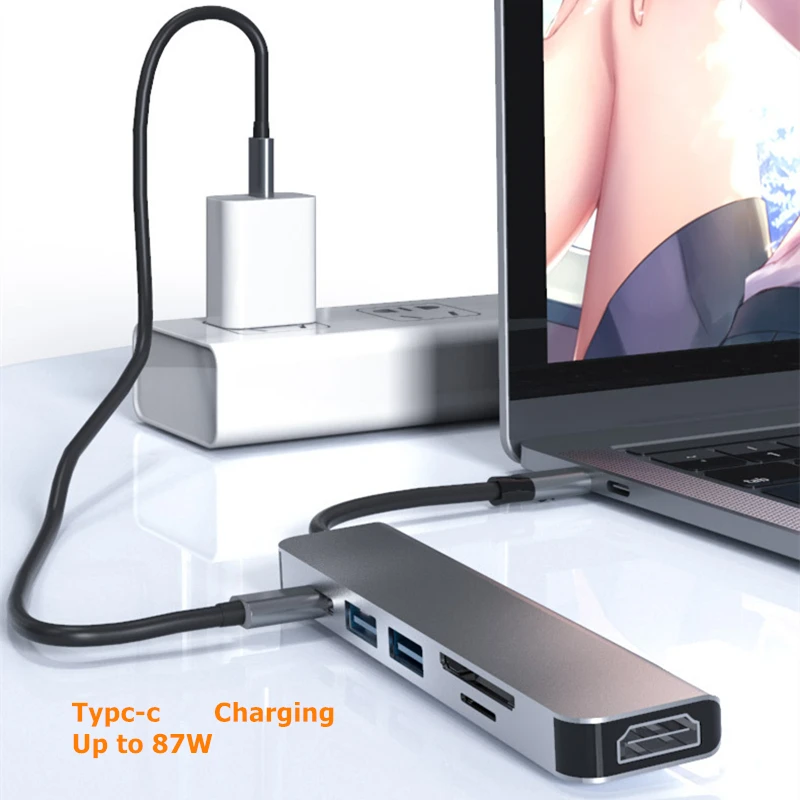 4-in-1 USB C Hub with 4K HDMI, SD/TF Card Reader, USB 3.0/2.0, and Type ...