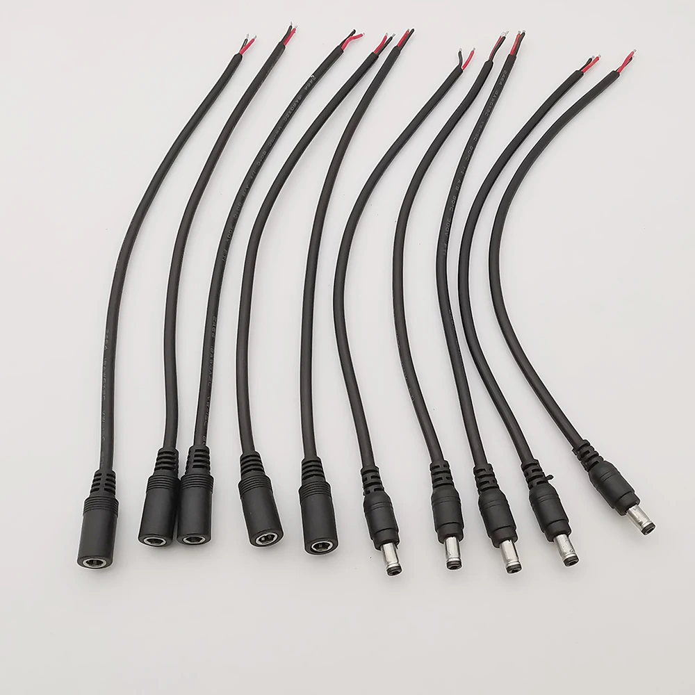 10Pcs 12V 5A DC Power Pigtail Plug Connector Cable 5.5mm x 2.1mm Male ...