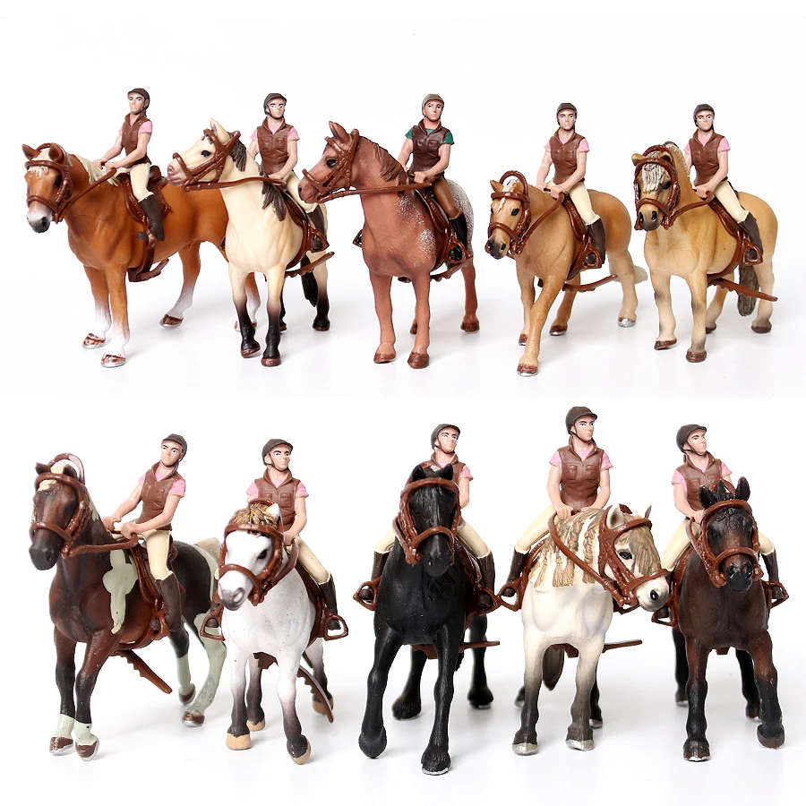Realistic-Riding-Girl-Figurine-with-Horse-Toy-Playset-Plastic-Horse ...