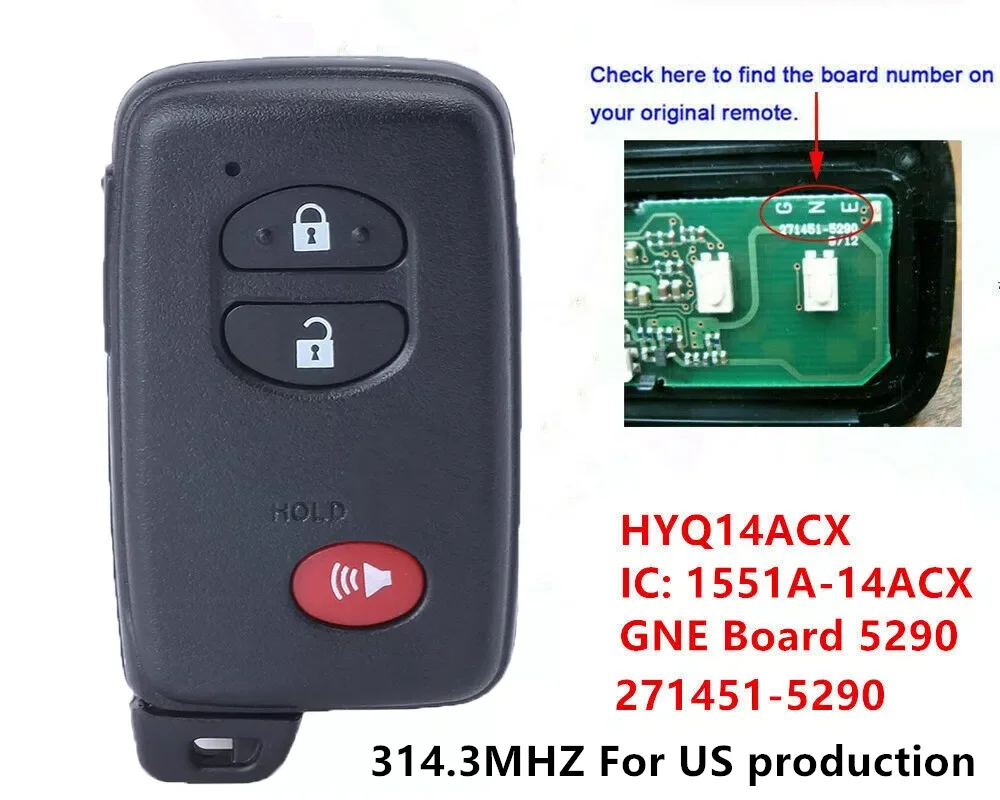 KEYECU-Cheap-Keyless-Smart-Key-FOB-3BTN-314-3MHz-GNE-Board-271451-5290 ...