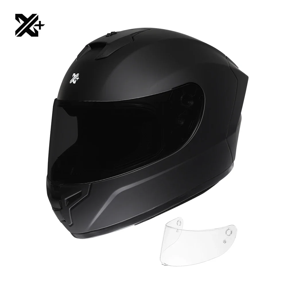 Full-Face-Motorcycle-Helmet-with-Extra-Tinted-Visor-Classic-Matt-Black ...