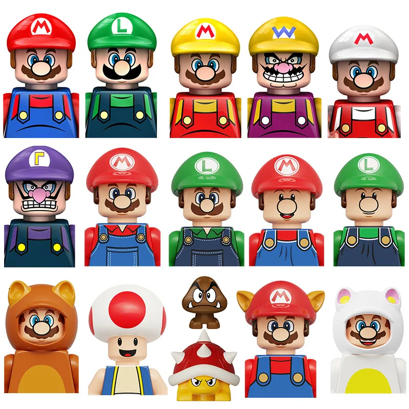 Anime Super Bros Mario Blocks Luigi mini Action toy Figures Building ...