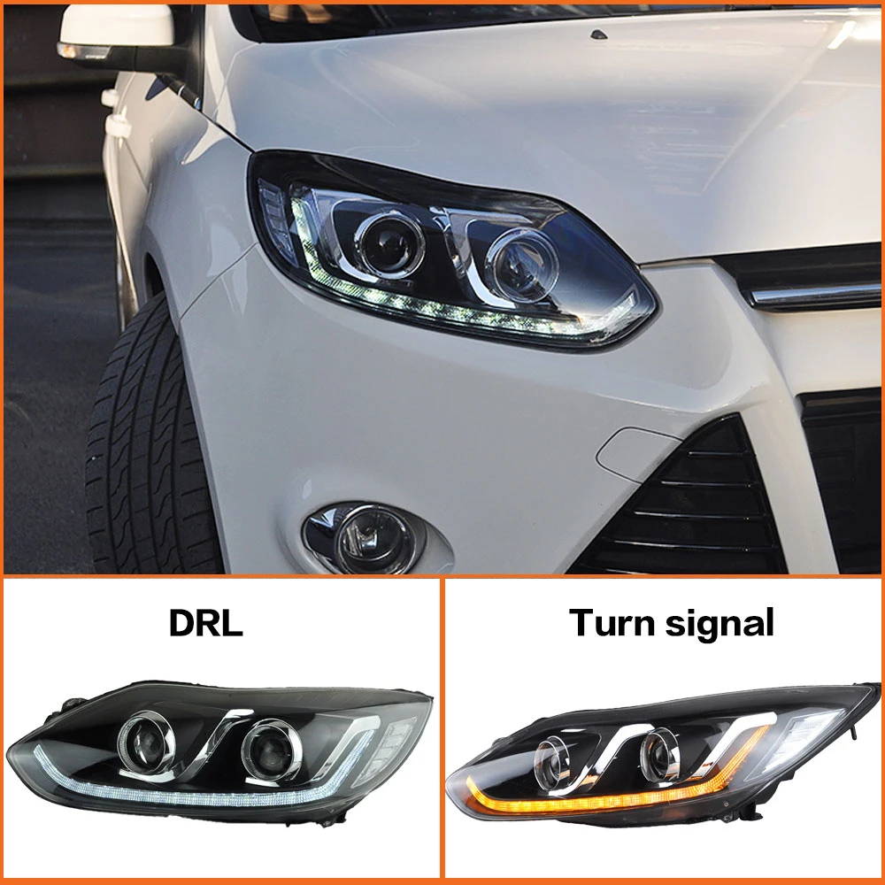 Headlights for Ford Focus 2012 2014 LED DRL Head Lamp Foco LED DRL Turn ...