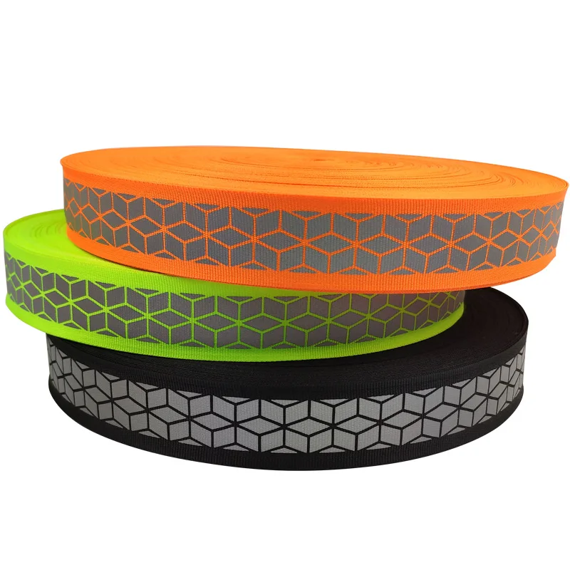2.5CM Threaded Webbing Reflective Tape Grid Strap Clothing Accessories ...