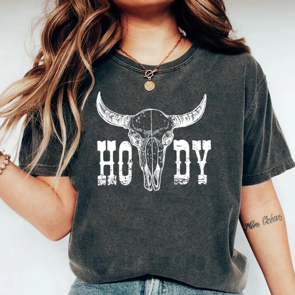 Retro-Howdy-Shirt-Howdy-Cow-Skull-T-Shirt-Cowgirl-Shirts-Country-Music ...