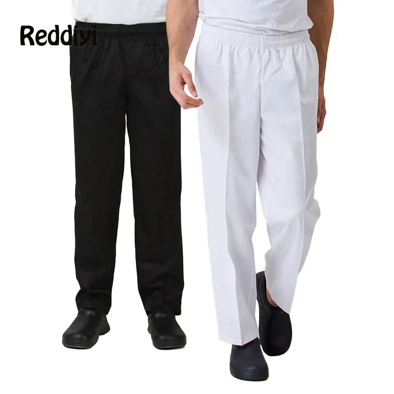 Hotel-Kitchen-Chef-Pants-Restaurant-Men-s-Cook-Elastic-Waist-Bottoms ...