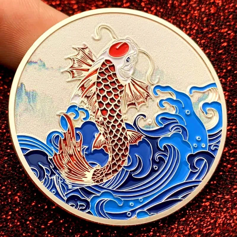 Exquisite-Koi-Good-Luck-Gold-Plated-Collectible-Coins-Chinese-Fu-Carp ...