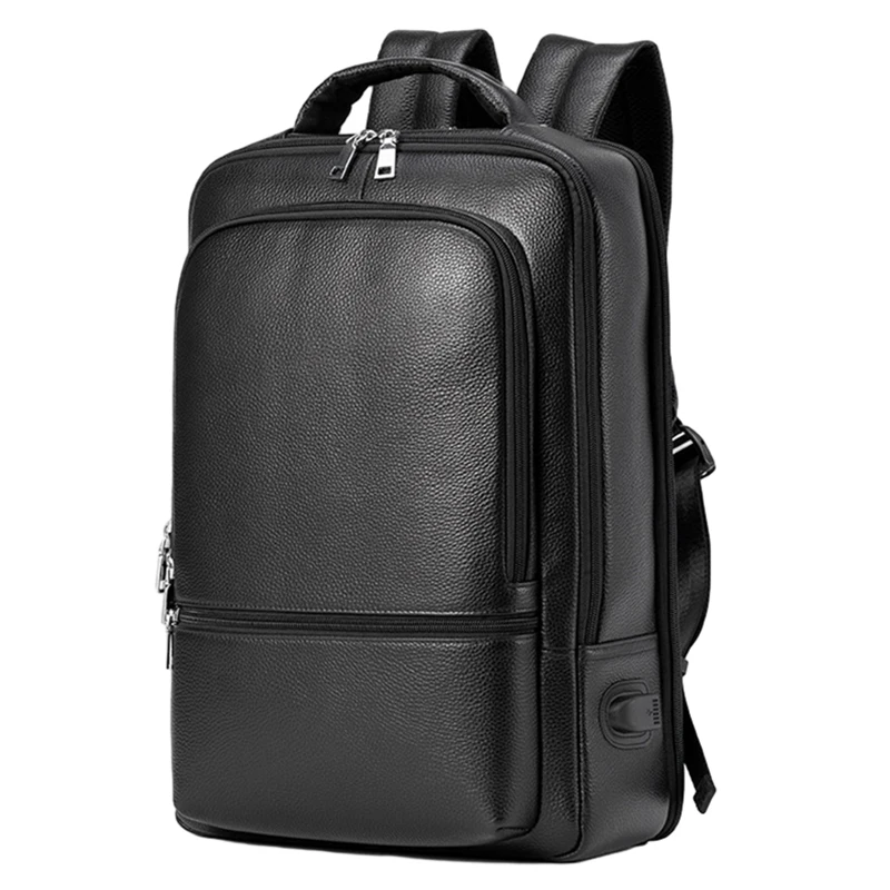 High-Quality-Men-s-Genuine-Leather-Backpack-Laptop-Bag-Male-School-Bag ...