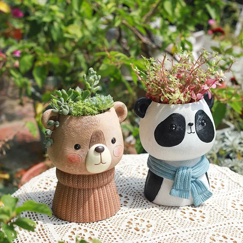 Animal-Planter-for-Succulents-Plants-Cute-Panda-Bear-Lion-Flower-Pot ...