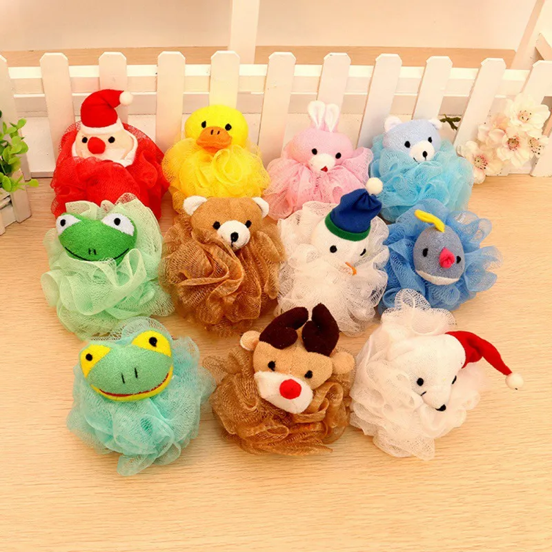 Kids-Bath-Ball-Infant-Shower-Floral-Puff-Poufs-Cartoon-Animal-Shower ...