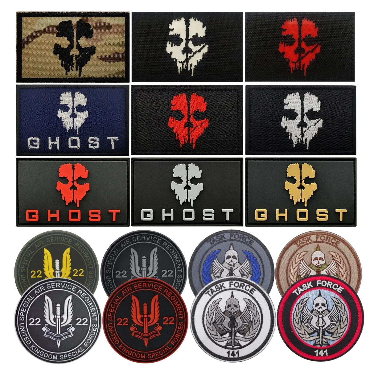 Call-of-Duty-Compilations-Ghost-PVC-Hook-Loop-Patch-Morale-Badge-Luminous-Patches-Tactical ...