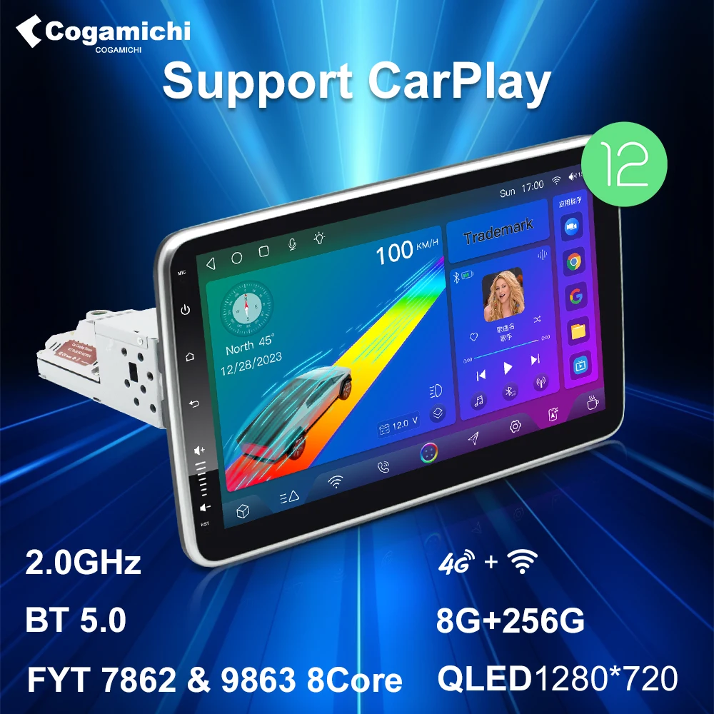 9-Inch-1-Din-Car-Radio-Android-Knob-Touch-Screen-Carplay-GPS-Navigation ...