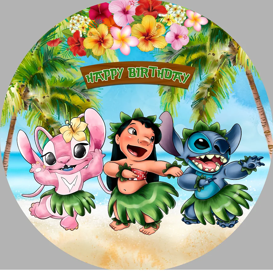 Lilo-Stitch-Round-Photography-Backgrounds-Cartoon-Hawaii-Hula-Dance ...