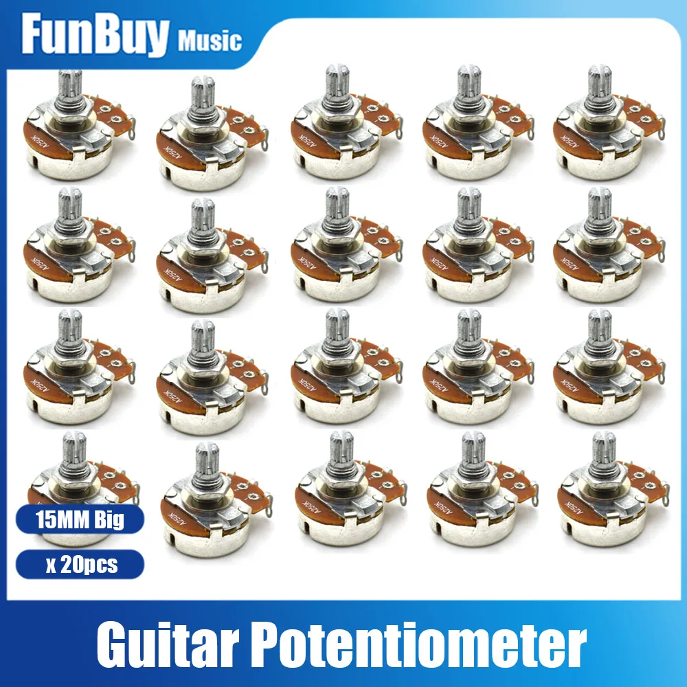 20PCS-Full-Size-15mm-Short-Shaft-Guitar-Potentiometers-Pots-A250K-B250K ...