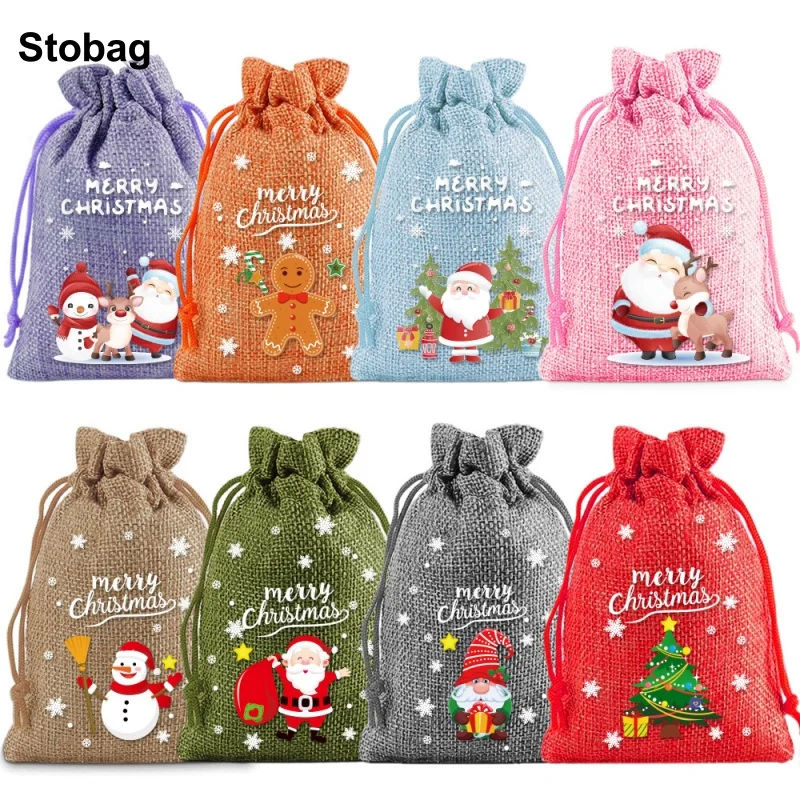 StoBag-50pcs-Wholesale-Merry-Christmas-Linen-Drawstring-Bags-Small-Gift ...