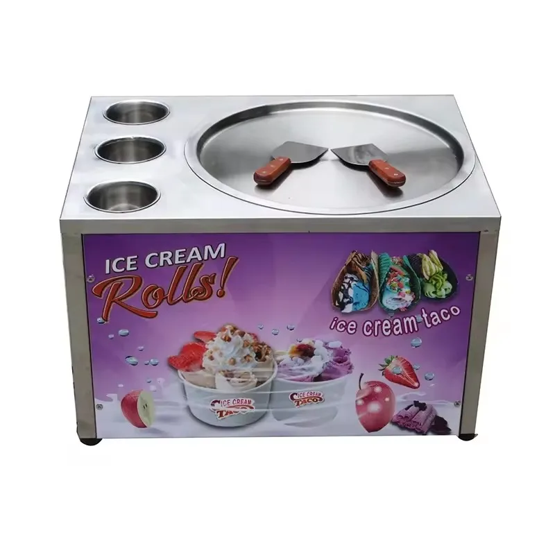 Desktop-Ice-Fry-machine-Roll-Ice-cream-machine-45cm-Pot-with-3-Buckets ...