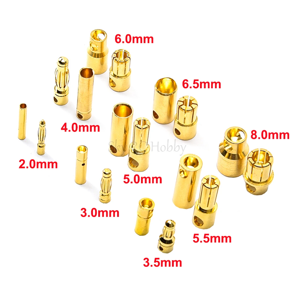 10Pairs-2mm-3-5mm-4mm-5mm-5-5mm-6mm-6-5mm-8mm-Gold-Bullet-Banana ...