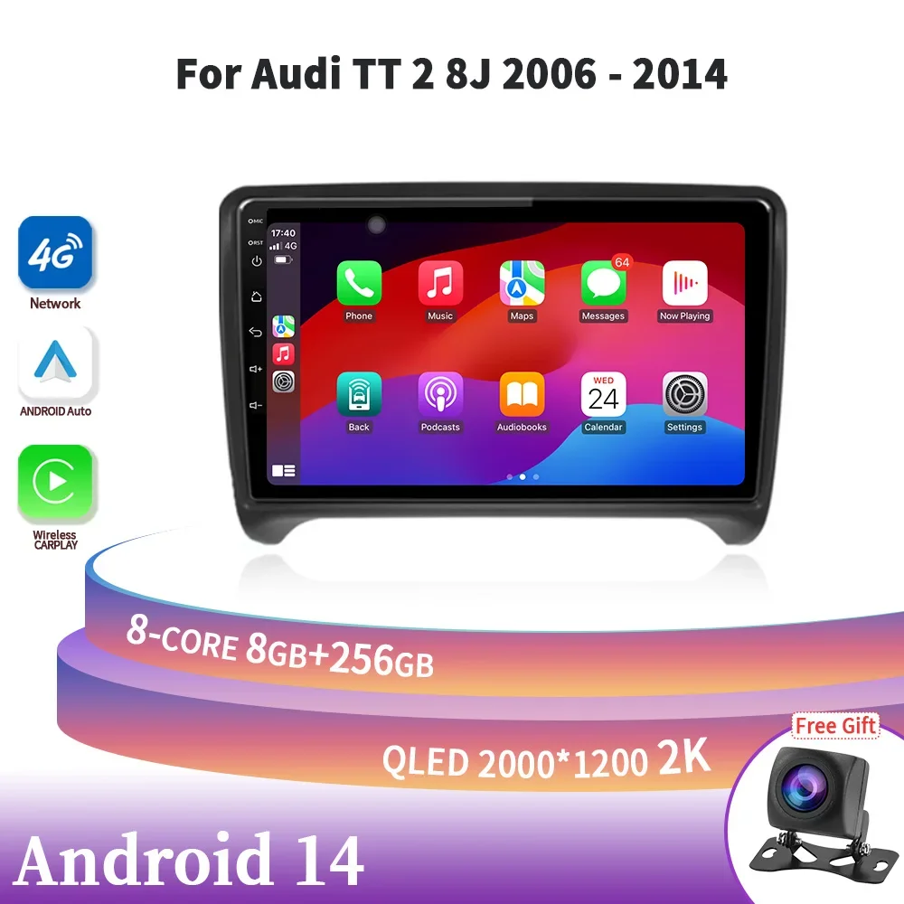 Autoradio-pour-Audi-TT-2-8J-2006-2014-MK2-Android-14-Navigation ...
