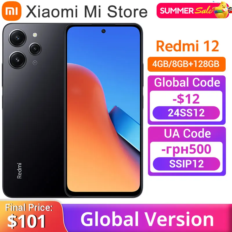 Global-Version-Xiaomi-Redmi-12-Smartphone-MTK-Helio-G88-18W-Charging ...