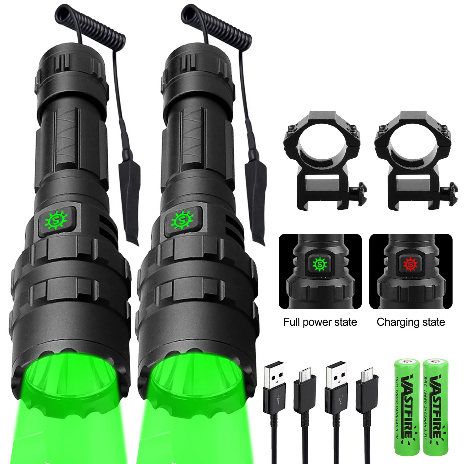 Linterna-t-ctica-LED-para-caza-potente-luz-verde-L2-de-10W-para-arma ...