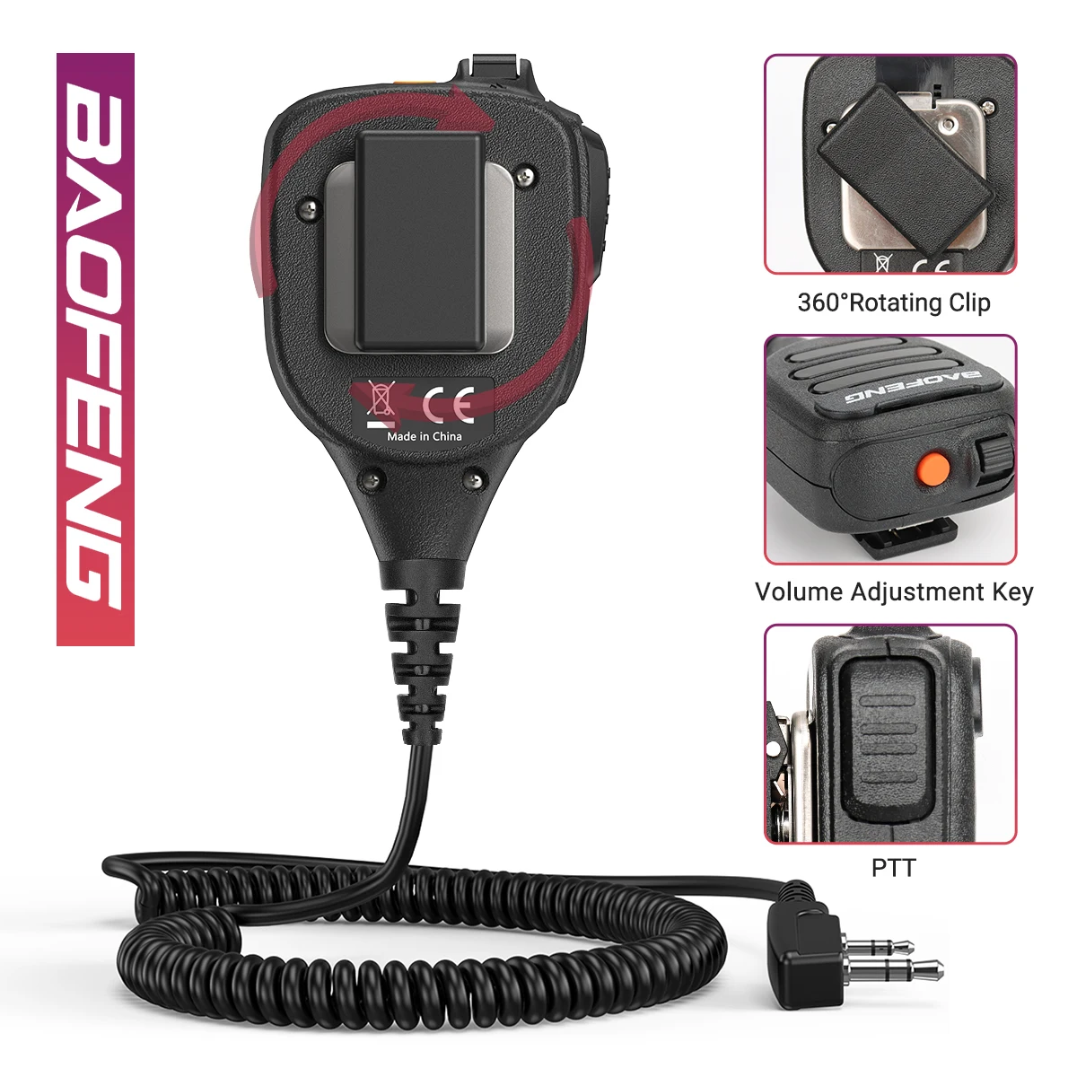 Baofeng BF-850 rapSpeaker Micro micro activé Microphone Volume réglable ...