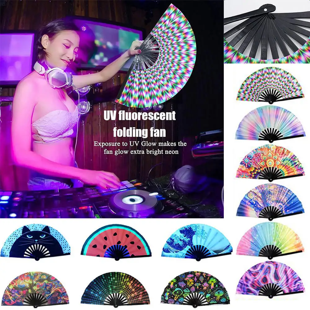 Gradient-Colorful-Reflective-Foldable-Fan-Magic-Soft-33cm-Large-Cloth ...