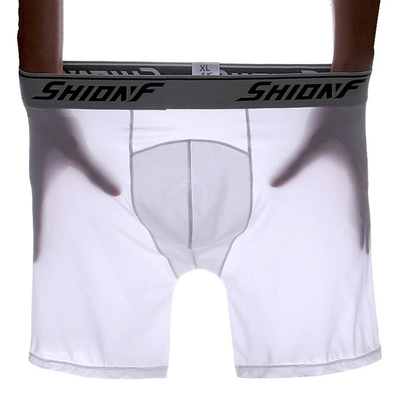 Men's sports underwear ice silk boxer shorts ultra-thin running tight ...