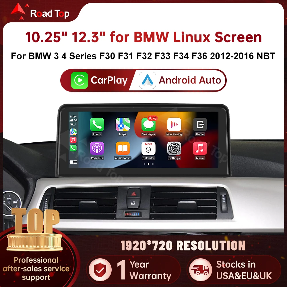 RoadTop Wireless CarPlay Android Auto Multimedia Linux Display Screen ...