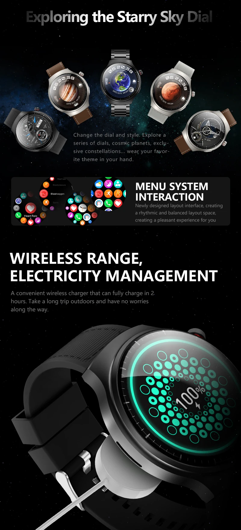 HW6 max AMOLED avec trois Bracelets SILVER - KATEK Smartwatch & Electronics