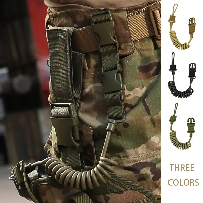 1PC-Tactical-Lanyard-Multi-purpose-Spring-Lanyard-Pistol-Secure-Lanyard ...