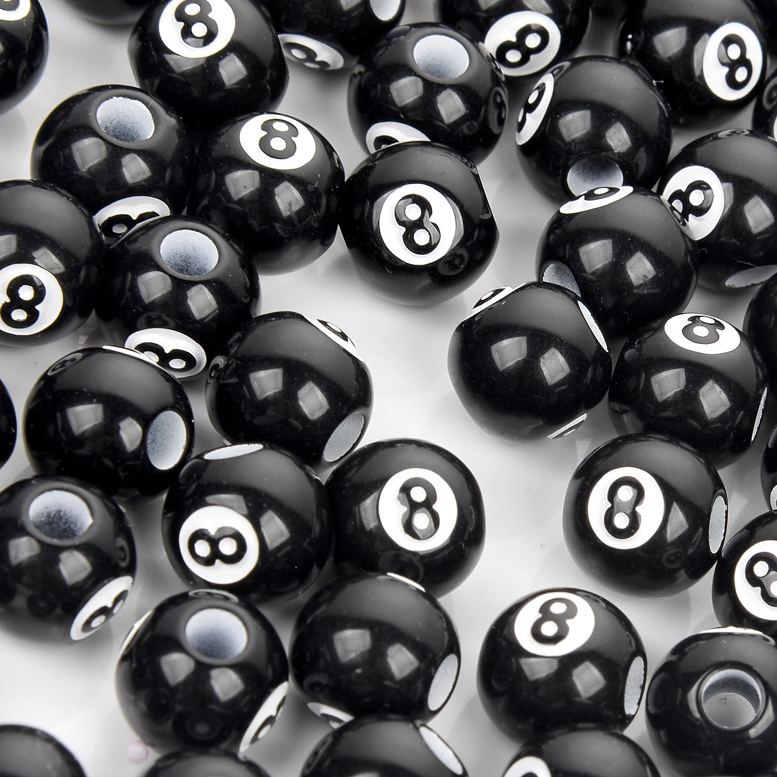 Bolas-acr-licas-de-billar-negro-con-agujero-grande-cuentas-de-8 ...