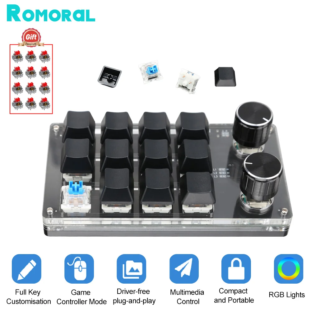 USB-Wireless-Bluetooth-Macro-Keypad-Custom-Mini-Keyboard-Programming ...