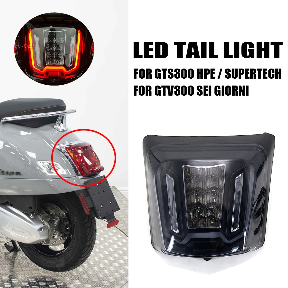 Motorcycle-Accessories-Black-LED-Tail-light-taillight-Rear-Lamp-Fit-For-Vespa-GTS300-Supertech ...