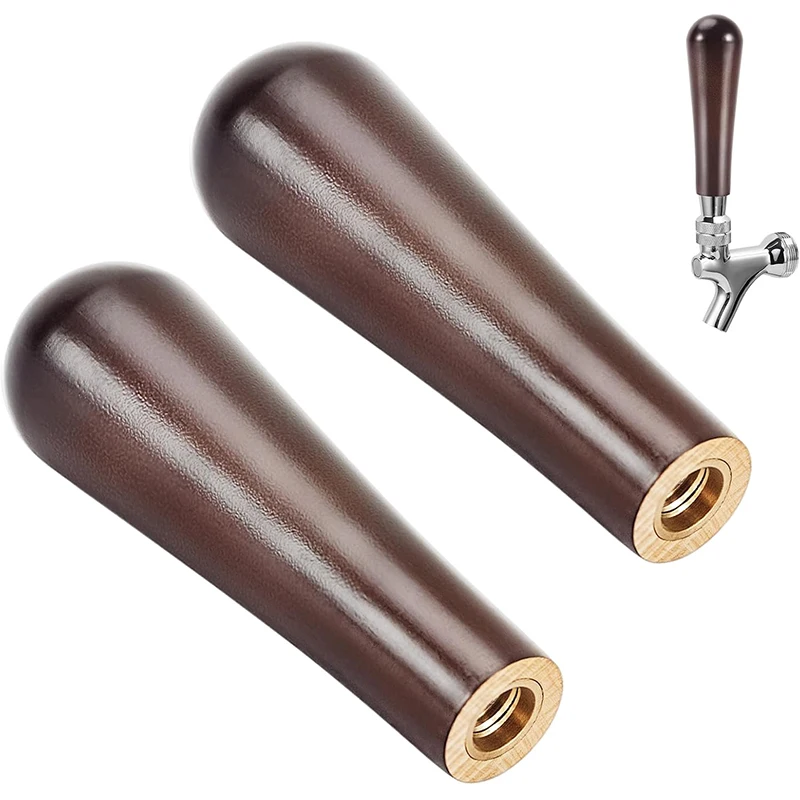 Newest 2 Pcs Soild Wood Beer Tap Handle with 3/8'' Thread,3'' Brown ...