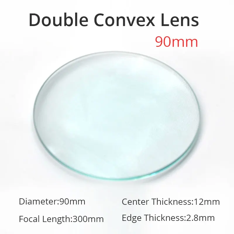 90mm-Optical-Glass-Double-Convex-Lens-Focal-Length-300mm-Green-Biconvex ...