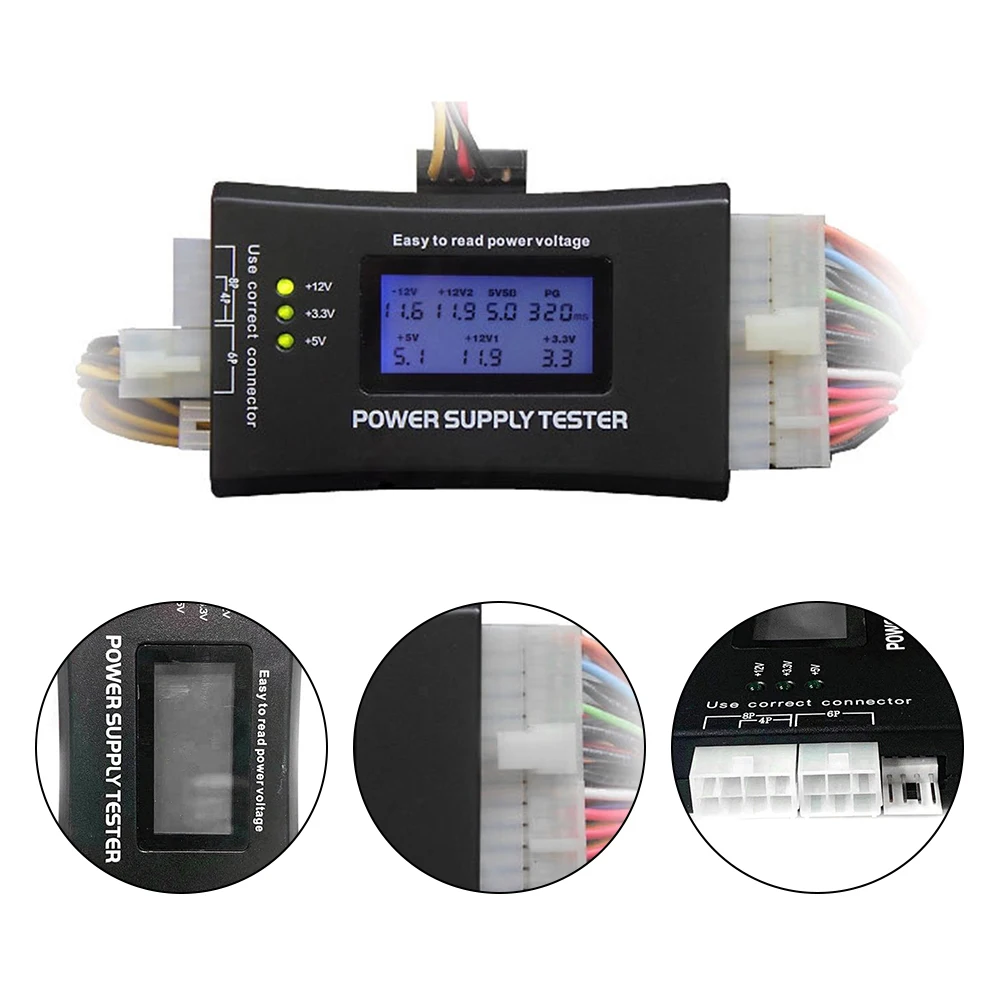 20/24 Pin Power Measuring Tester LCD Display Digital Power Supply ...