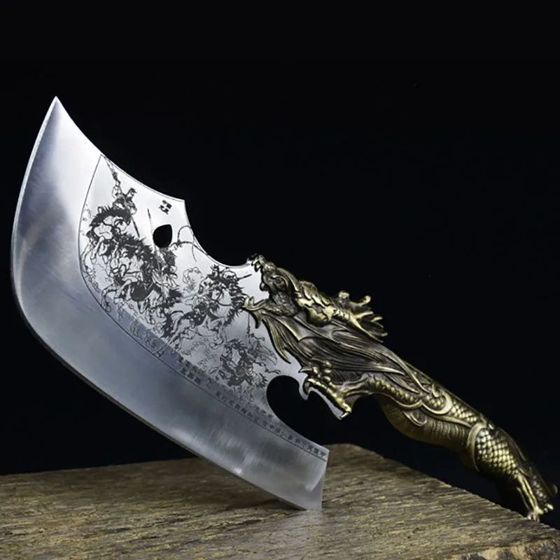 Longquan Kitchen Knife Handmade Forged 9.5 Inch Sharp Butcher Machete ...