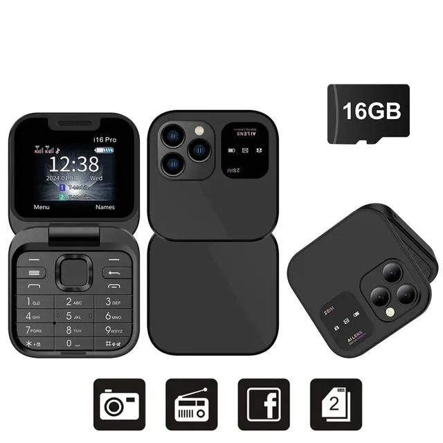 Servo i16 Pro Mini - Flip phone with dual SIM, 2G GSM, speed dial, HD ...